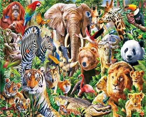 Buy Paint by Numbers Kit Animals Family 4 Online