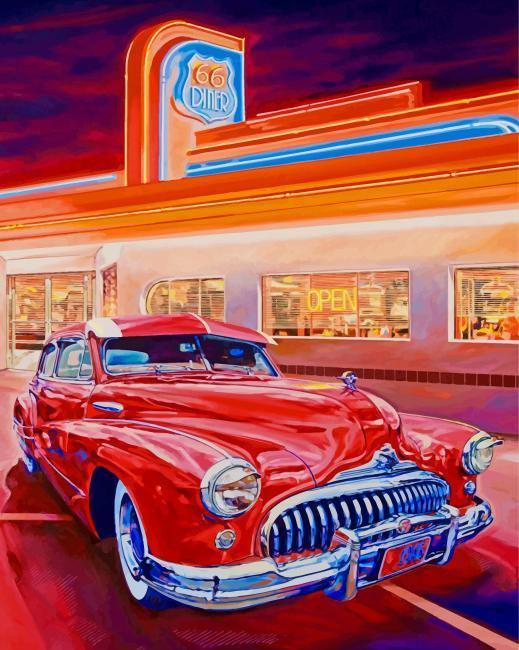 paint by numbers kit Red american muscle car